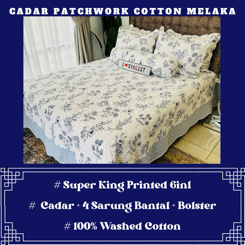 CADAR COTTON PATCHWORK SYAQIST SUPER KING PATCHWORK PRINTED 6IN1 / CADAR CANTIK / CADAR MURAH ...