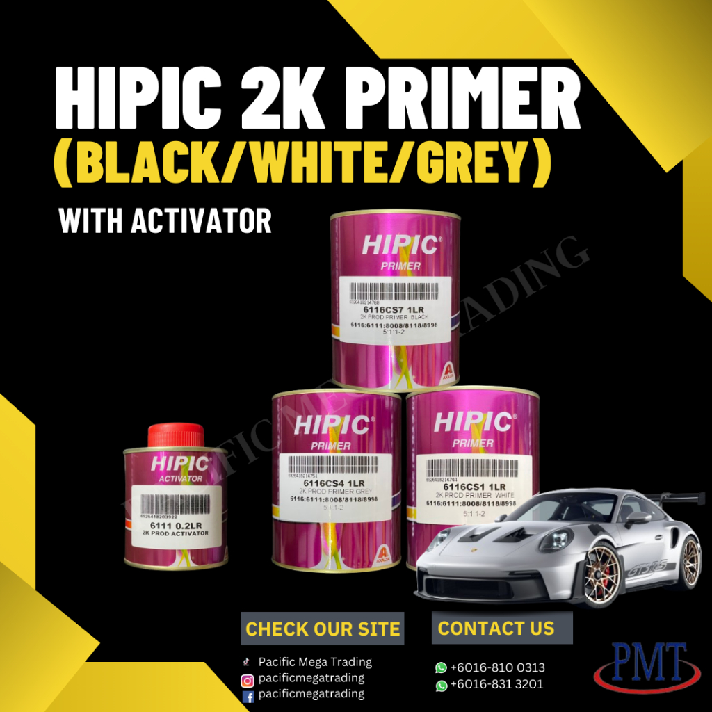 HIPIC 2K PRIMER (BLACK/WHITE/GREY) WITH ACTIVATOR | Shopee Malaysia