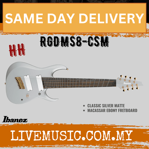 Ibanez RGDMS8-CSM Electric Guitar, Cobweb Silver Metallic ( RGDMS8 CSM ...