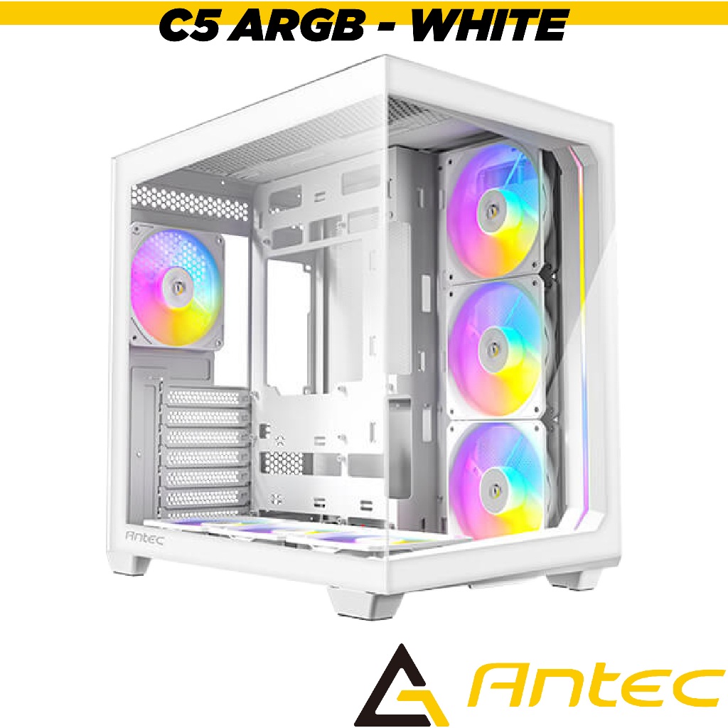 ANTEC C5 ARGB | Black / White | Pre-Installed 7 x 120mm ARGB PWM Fans ...