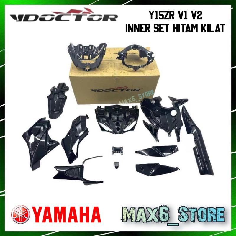 YAMAHA Y15ZR V1 V2 DOCTOR COMPLETE INNER SET INNER PANEL HITAM KILAT COVERSET FULL SET Y15 INNER ...