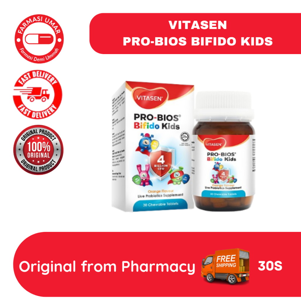 VITASEN PRO-BIOS Bifido Kids Probiotics Chewable Tablet (30's) - Probiotik bantu sistem ...