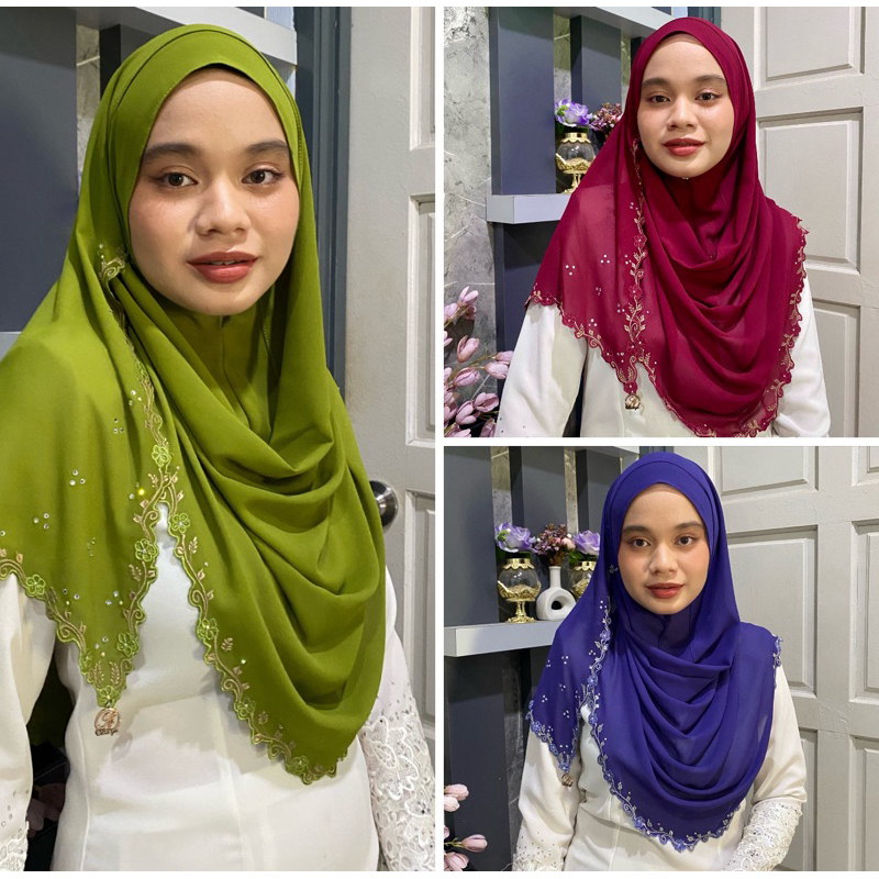 Tudung Instant Shawl - Heavy Chiffon - Tanpa Awning - Eksklusif 💕🌷by ...