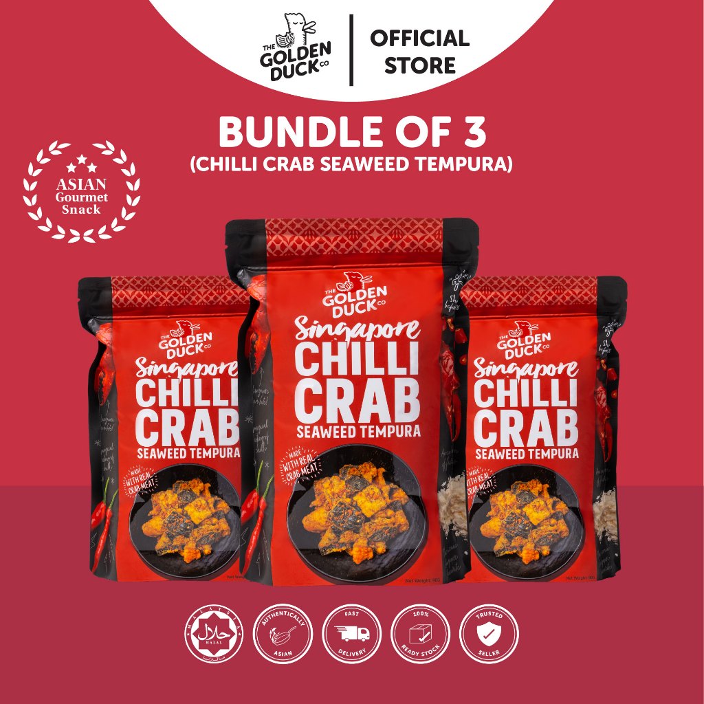 The Golden Duck Chilli Crab Seaweed Tempura Seaweed Snacks (3 Pack ...