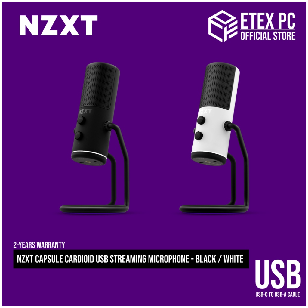 NZXT Capsule Cardioid USB Streaming Microphone - Black / White # AP ...