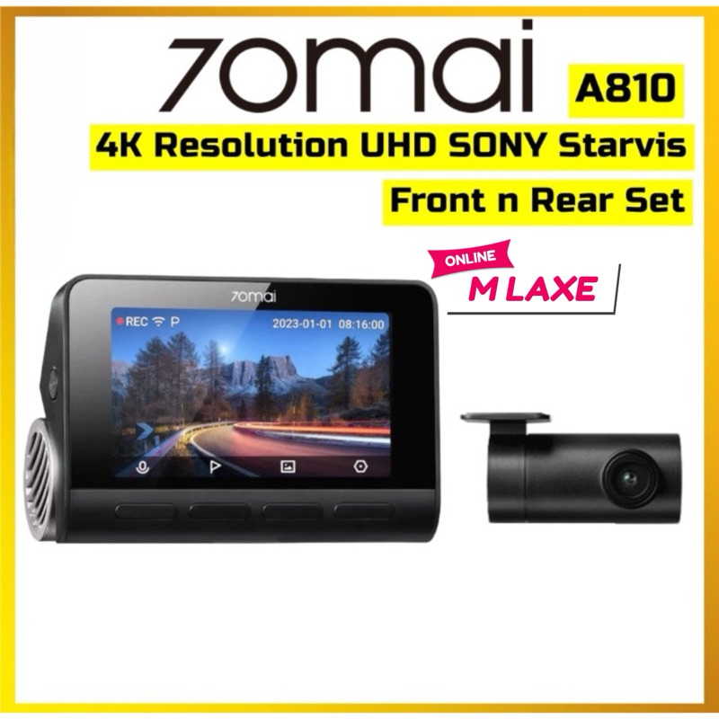 70mai A810 Front/Rear Dash Cam 4K Resolution Sony Starvis Lens Dual Vision Recorder with GPS ...