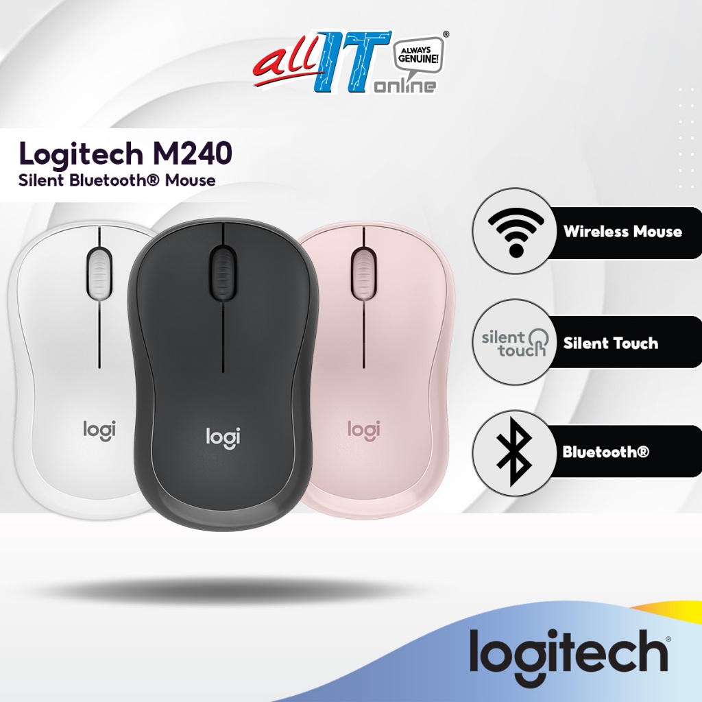 Logitech M240 Silent Bluetooth Mouse | Comfortable | SilentTouch ...