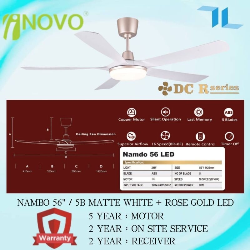 INOVO 56" 5 Blade Ceiling Fan with LED | Shopee Malaysia