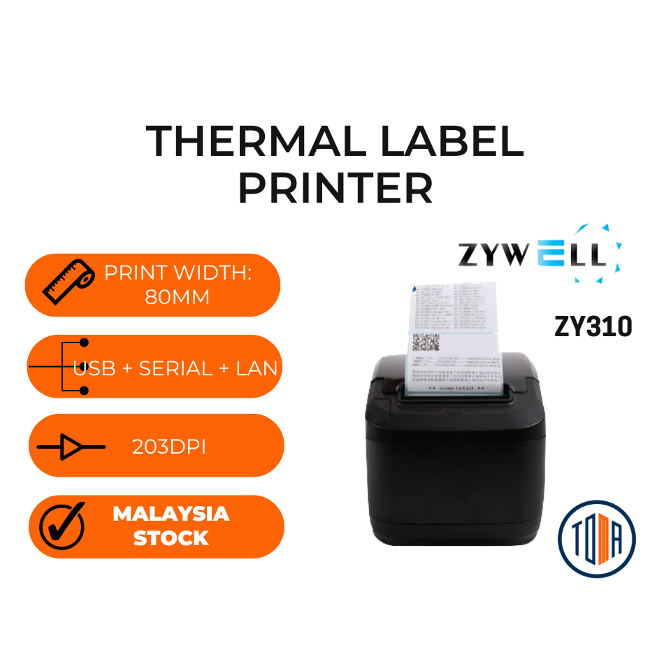 Zywell ZY310 Thermal Label Printer 80mm (USB + Serial + LAN) | Shopee ...