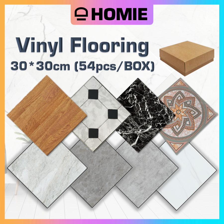 [54PCS PER BOX] Vinyl Flooring Floor Sticker Vinyl Jubin Lantai Mozek ...