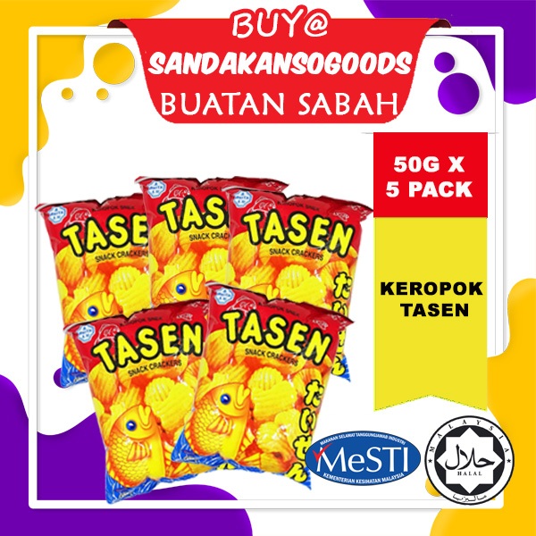 [Sabah] Tasen Snack Crackers Keropok Snek (50 grams X 5 Bungkus ...