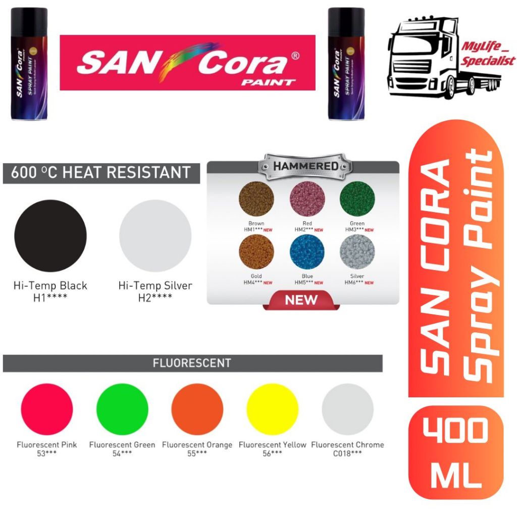 [ Ready Stock ] 🔥SANCORA SPRAY PAINT 400ML (HI - TEMP 600°C ...