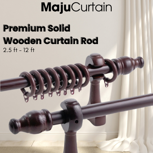 Kayu Langsir Wooden Curtain Rod Langsir Batang Langsir Kayu Rail ...