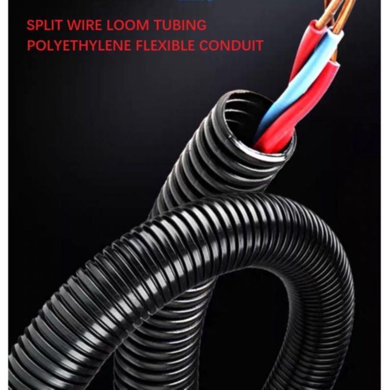 1 Meter Wire Conduit Split Wire Loom Sleeve Tube Polyethylene Black ...