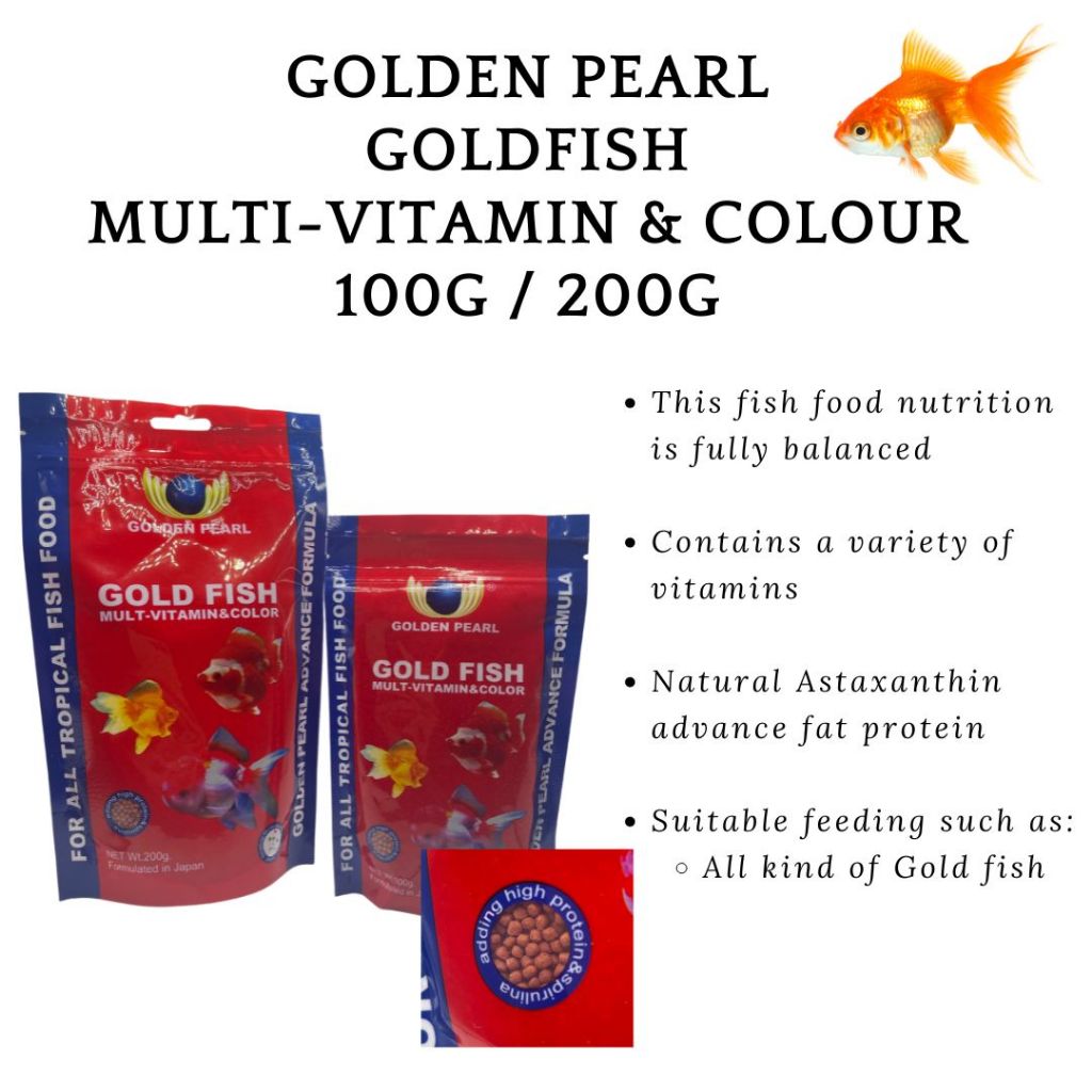 GOLDEN PEARL GOLDFISH MULTI-VITAMIN & COLOUR 100G (Fish Food, Makanan ...