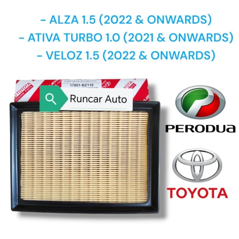 Perodua engine air filter alza 1.5l 2022/ativa 1.0l 2021/toyota veloz 1 ...