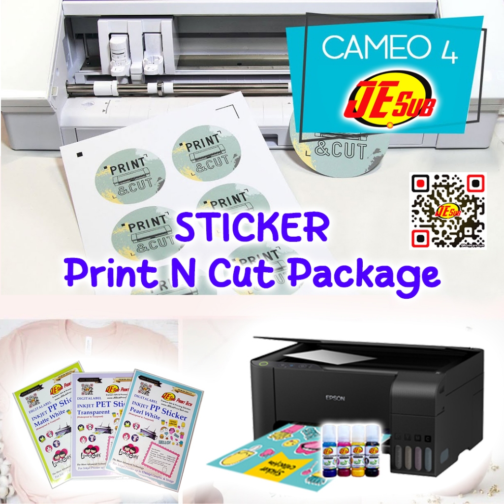 Sticker Print N Cut Business Package - Cameo 5 + A4 Epson Printer JE ...