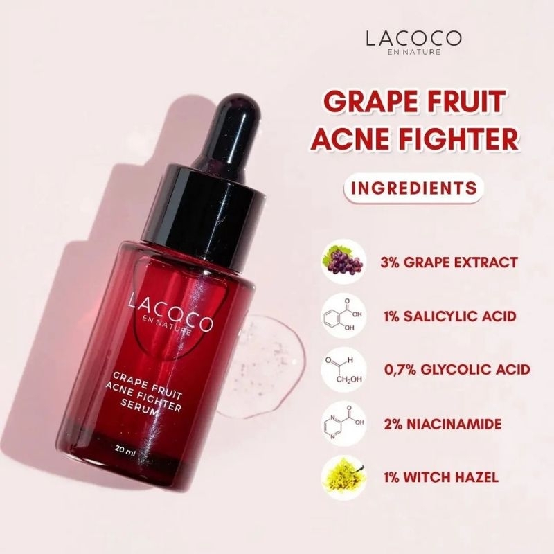 NEW LACOC GRAPE FRUIT ACNE FIGHTER SERUM 20ML FOR BEST ACNE TREATMENT ...