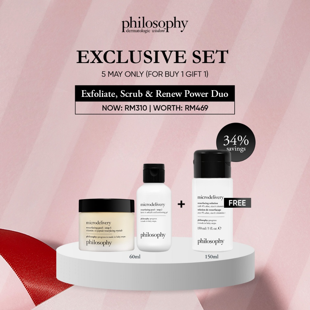 [BUY 1 GIFT 1] Philosophy Exfoliate, Scrub & Renew Power Duo | Shopee ...