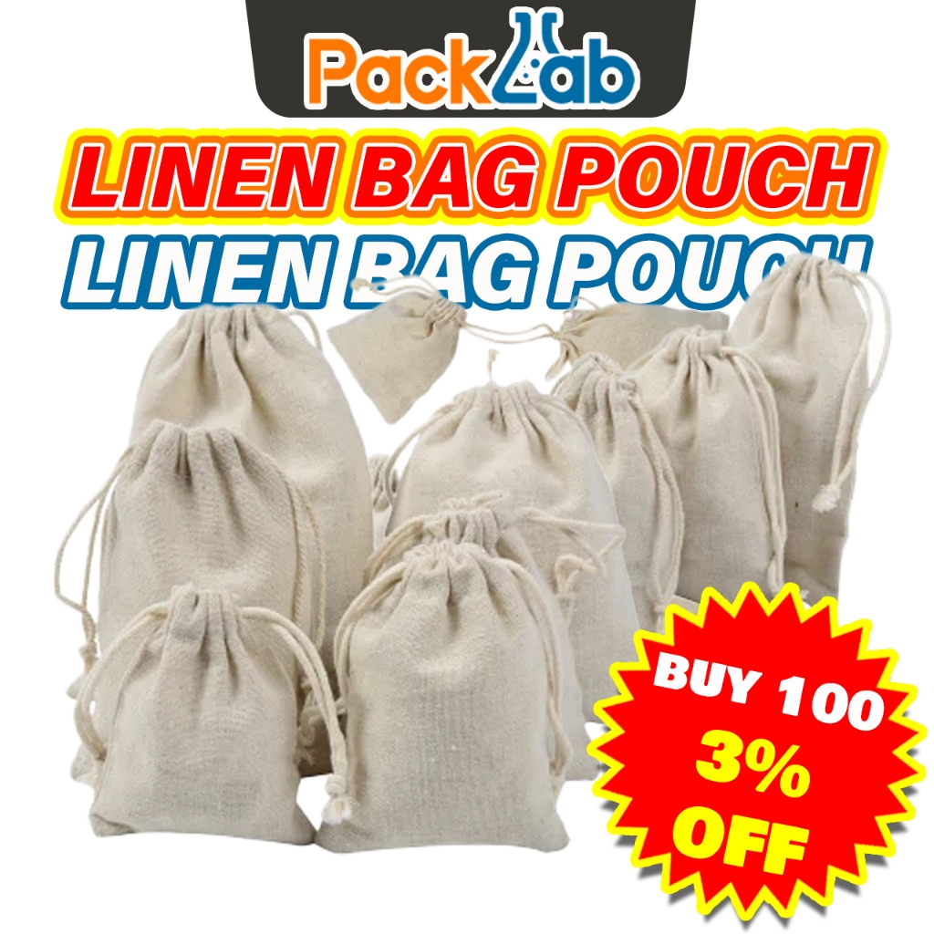 Drawstring Bag Linen Cotton Pouch Uncang Kahwin Doorgift Beg Jute 布袋 ...