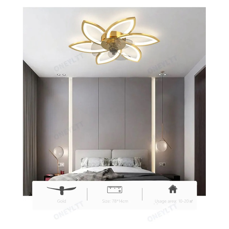 New Flower LED Ceiling Fan Lamp With Remote Control Adjustable Speed ...