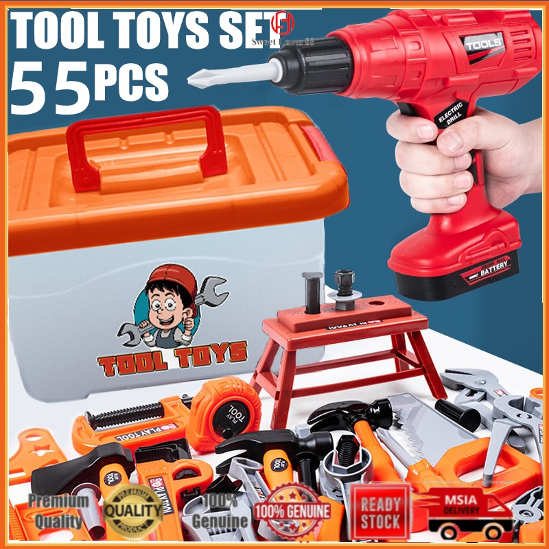 55PCS Toolbox Toy Set Kids Power Hammer Tool Box Early Education Toy ...