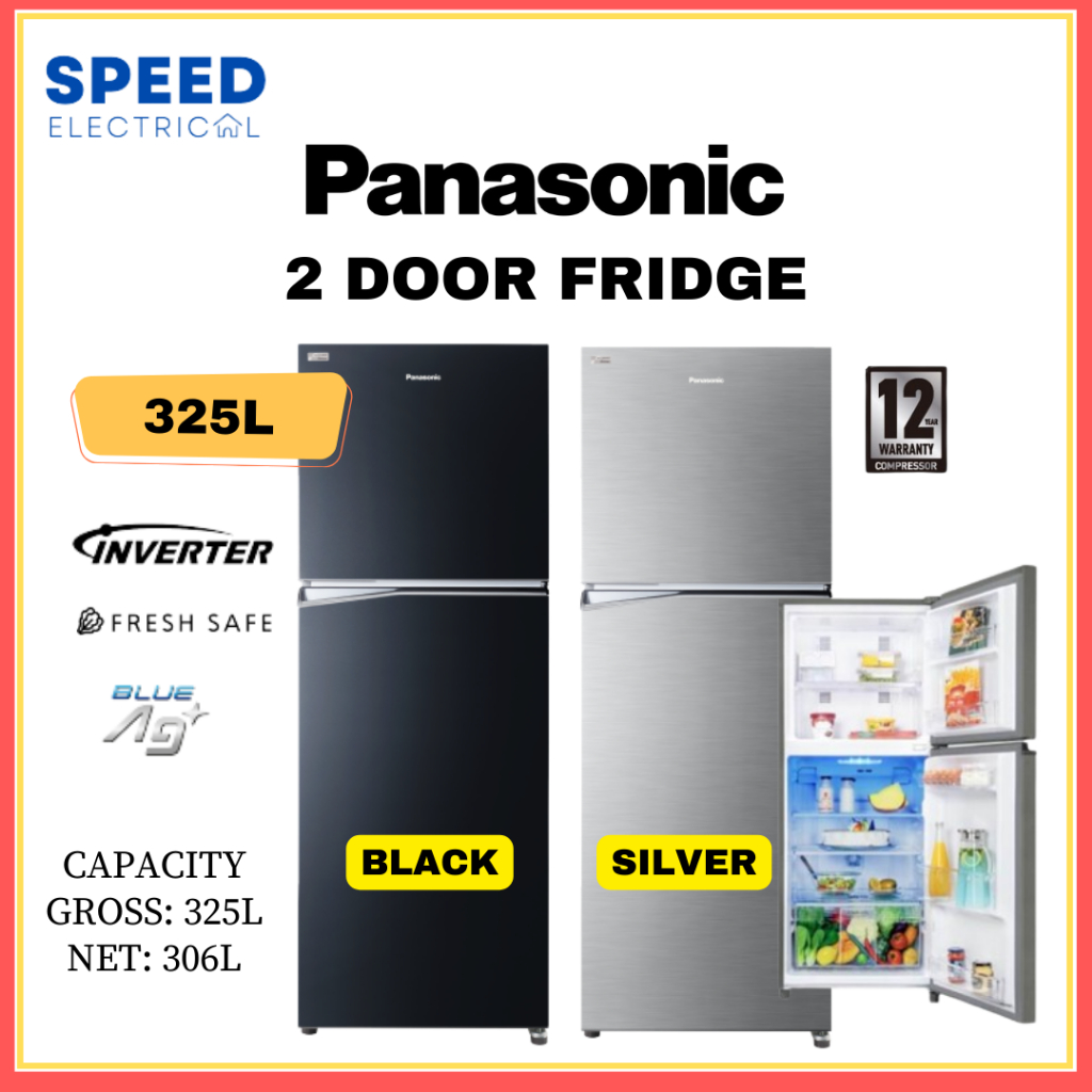 [SABAH ONLY] PANASONIC 2 DOOR FRIDGE 325L INVERTER NR-TV341BPSM SILVER ...