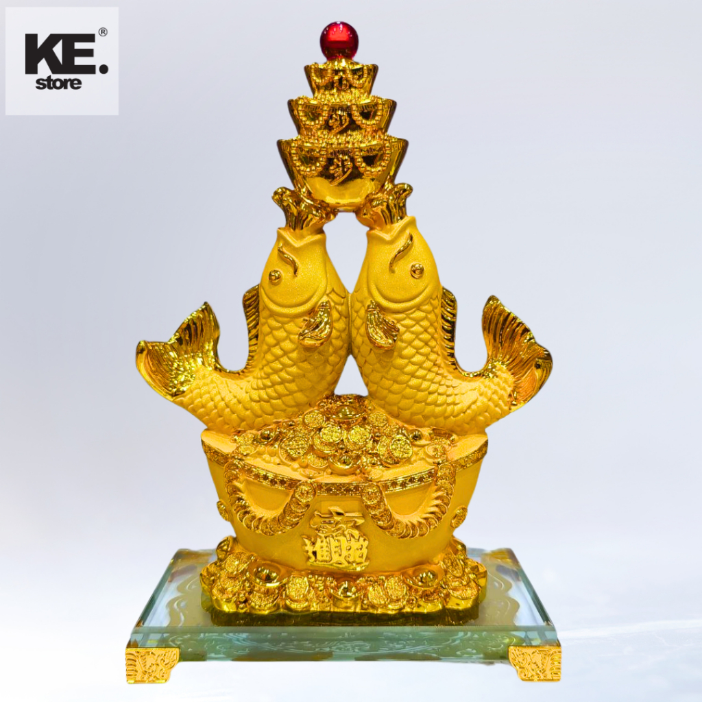 "Feng Shui Golden KOI Fish Statue For Home Decor/Prosperty/Health/Peace ...
