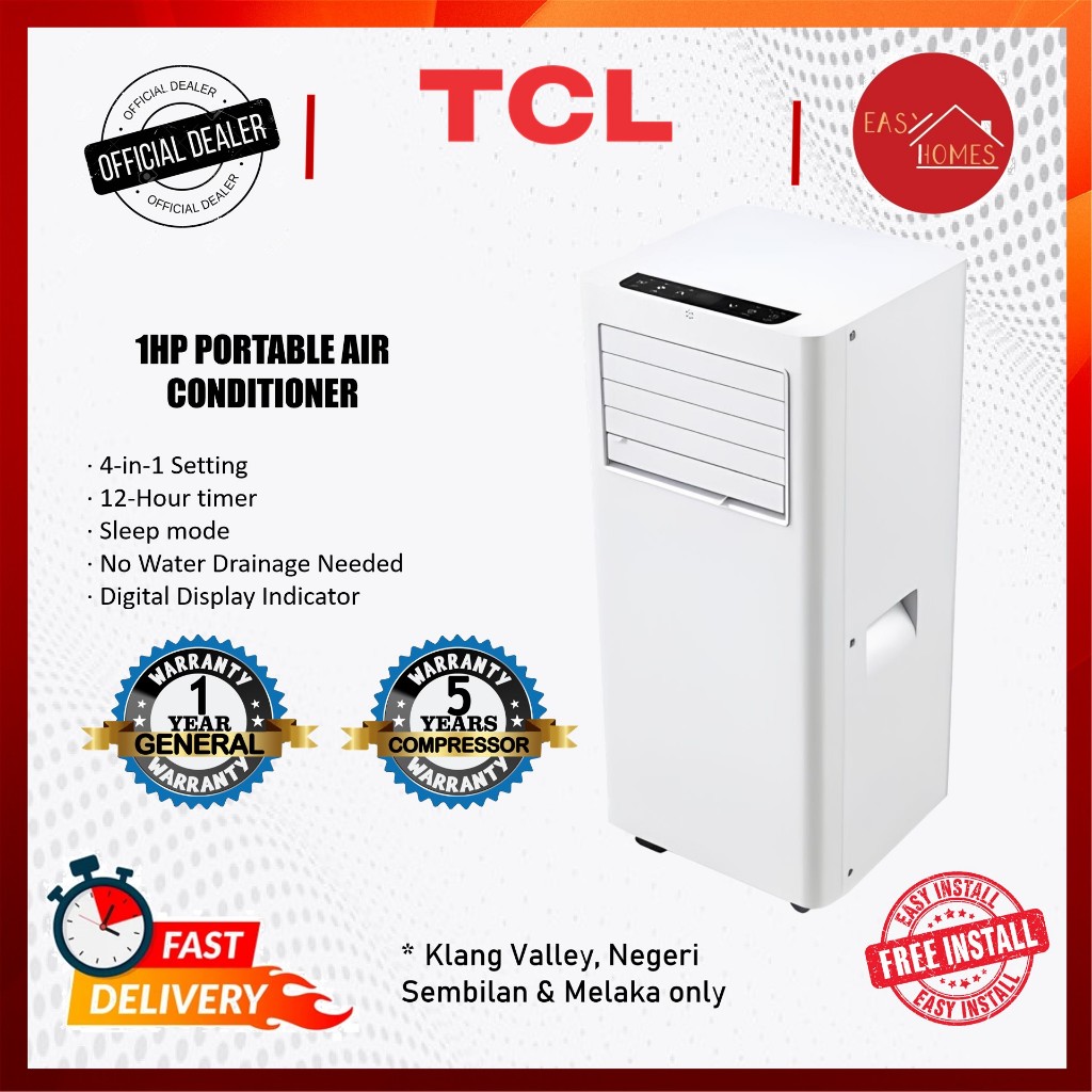 TCL TAC-09CPA/W 1.0 HP PORTABLE AIR CONDITIONER | Shopee Malaysia