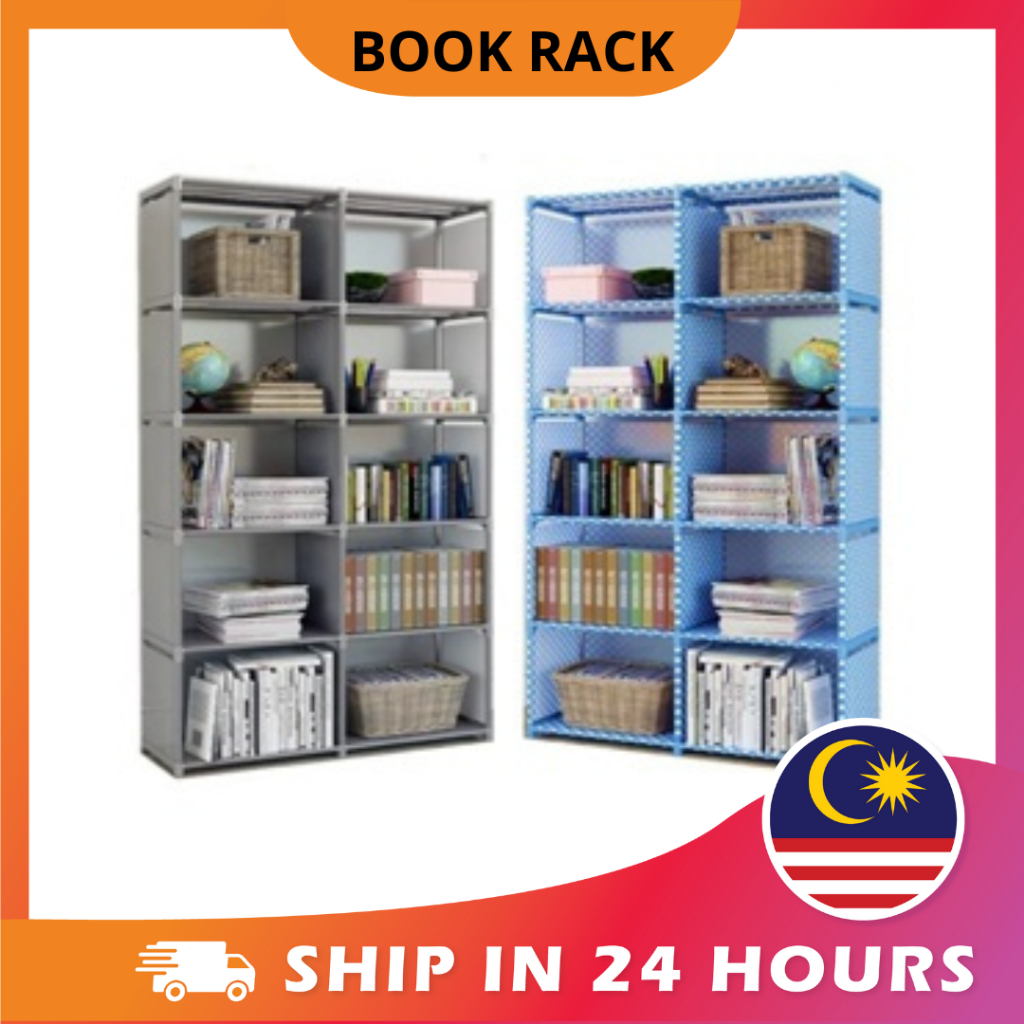 6 Tier 10 Column DIY Book Shelf (80x30x156) 0052 Book Rack Book Rack ...