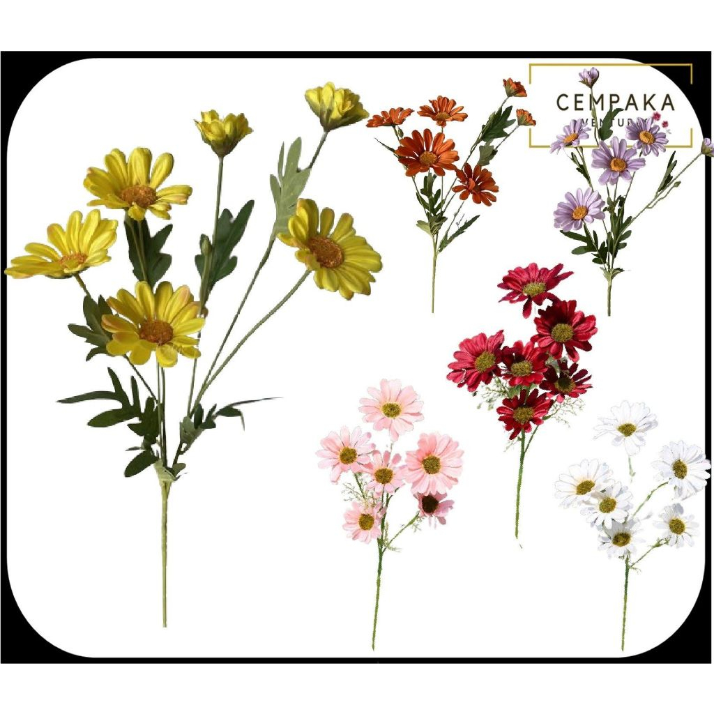 6 Head Big Daisy Flower Bouquet Chrysanthemum for Wedding Home Garden ...