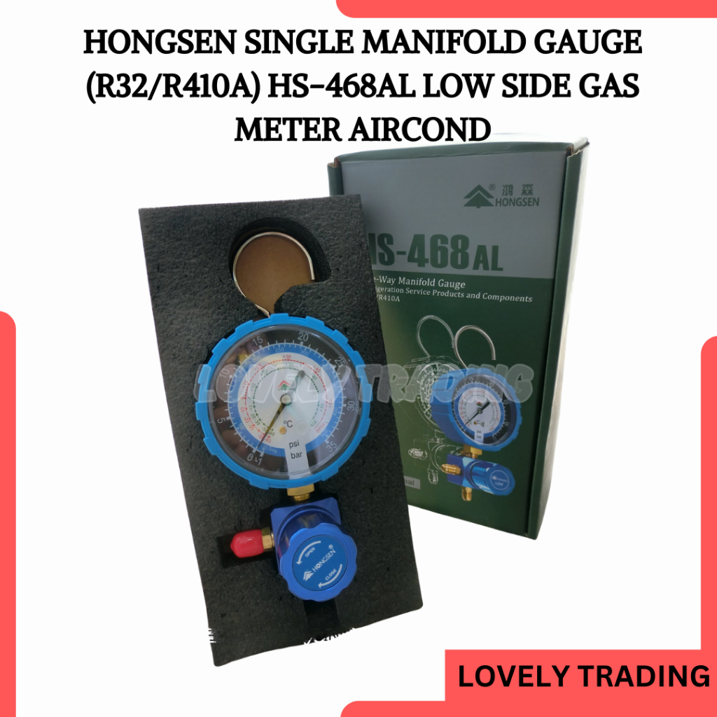 HONGSEN SINGLE MANIFOLD GAUGE (R32/R410A) HS-468AL LOW SIDE GAS METER ...
