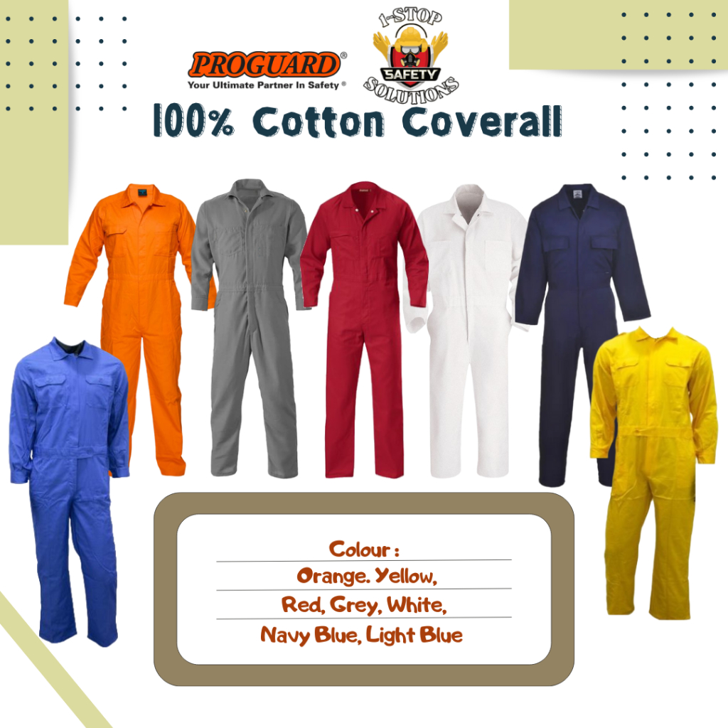 Proguard 100% Zipper Closure Cotton Coverall Workwear c/w Pocket Men ...