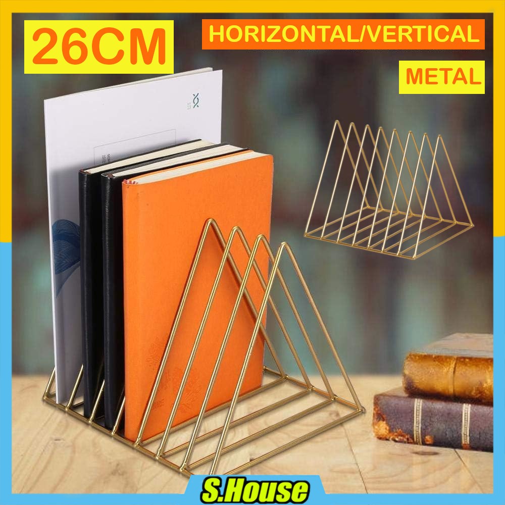Book Rack Triangle Metal Magazine Newspaper Holder Storage Aesthetic ...