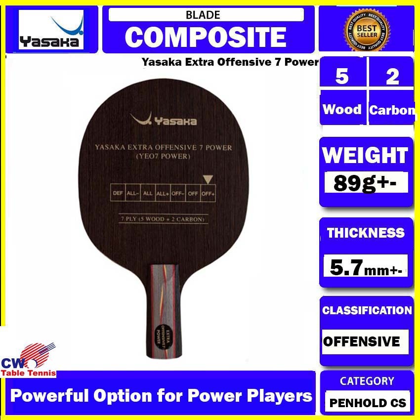 Yasaka Extra Offensive 7 Power Table Tennis Blade PingPong kayu Ping Pong Bat PADDLE RACKET ...