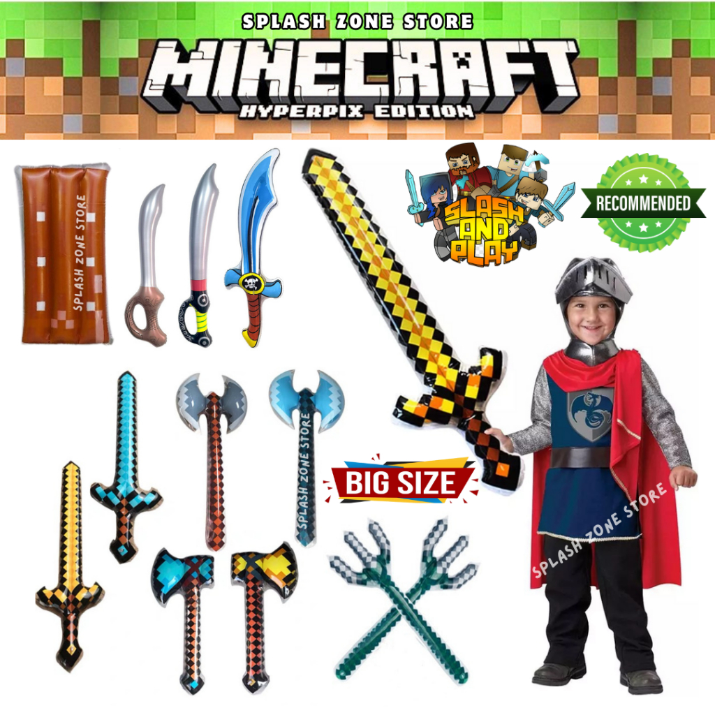 Minecraft Theme Inflatable Sword Axe Toy Minecraft Game Props Balloon ...