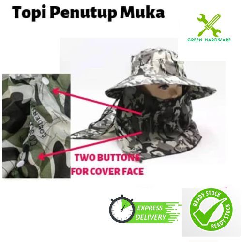 Topi Askar Anti UV / Full Cover Army Hat/ Topi Penutup Muka | Shopee ...