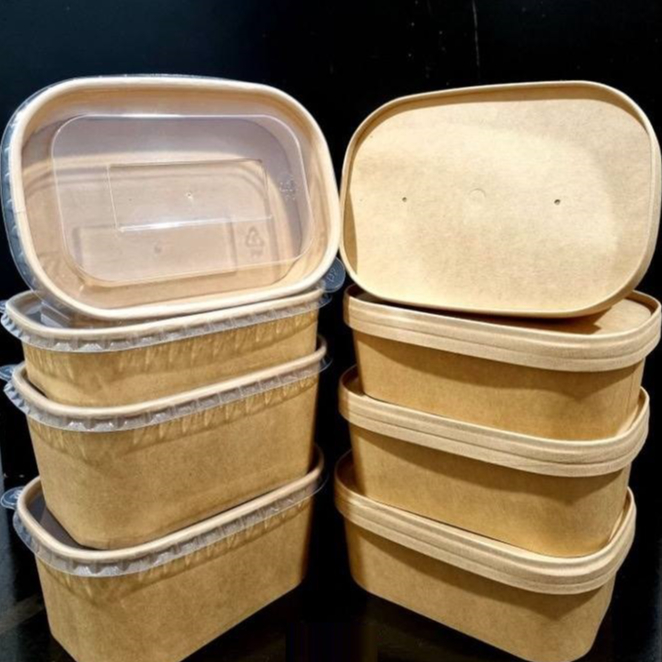 50 PCS Bundle 500ml/650ml/750ml/1000ml Kraft Paper Rectangular Lunch ...