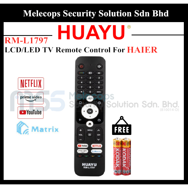 HUAYU LCD/LED Netflix/Youtube TV Remote Control For HAIER (RM-L1797) | Shopee Malaysia