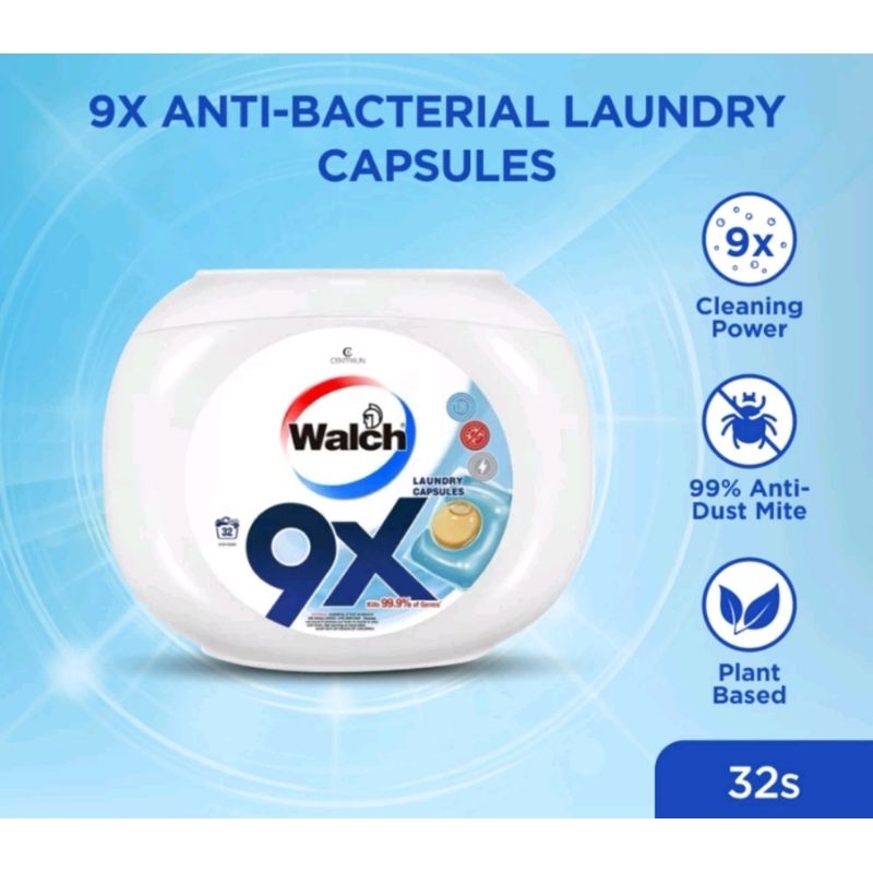 WALCH 9X Antibacterial Laundry Capsules 12g x 32pcs | Shopee Malaysia