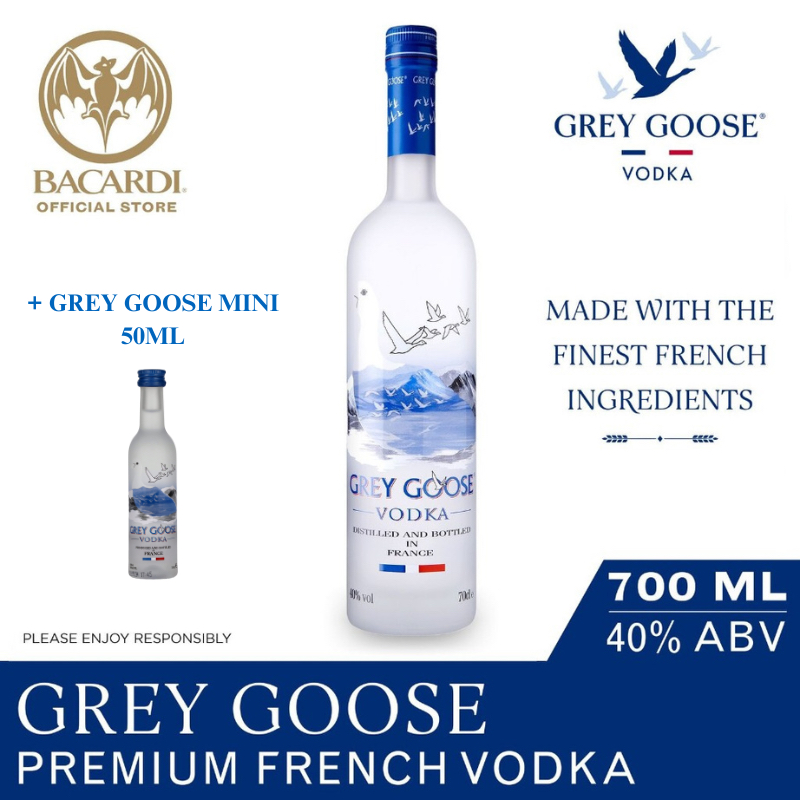 Grey Goose Vodka 40% ABV (75cl/750ml) + Grey Goose Vodka 40% ABV (5cl ...