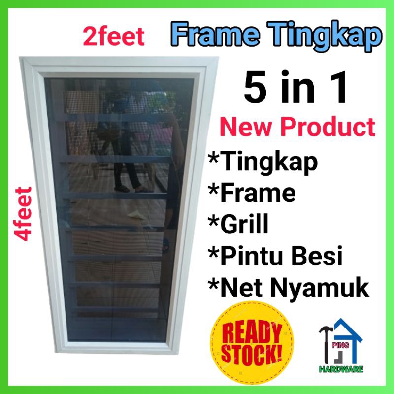 Power Coating WHITE Wrinkly 4ft x 2ft(5 in 1) Frame Tingkap Double ...