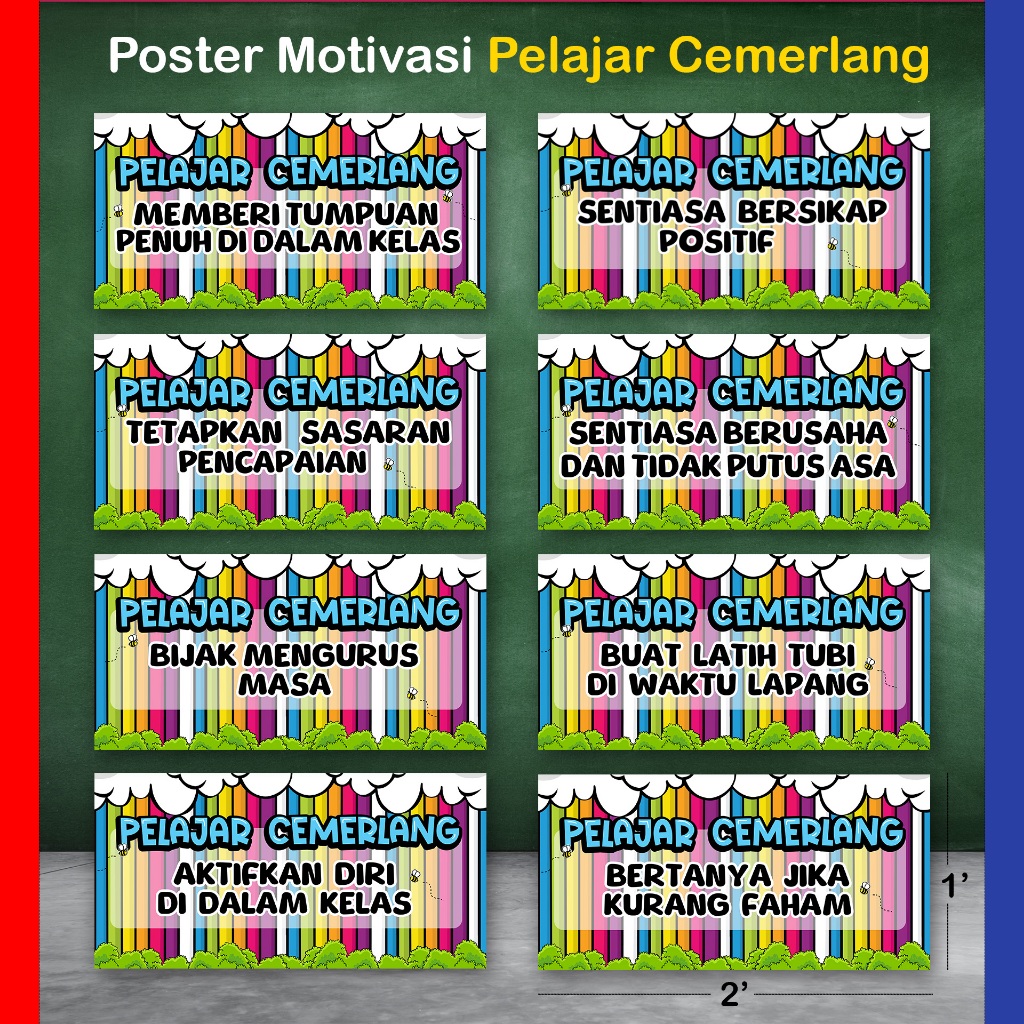 Poster Kata-kata Motivasi Pelajar Cemerlang untuk keceriaan kelas dan ...