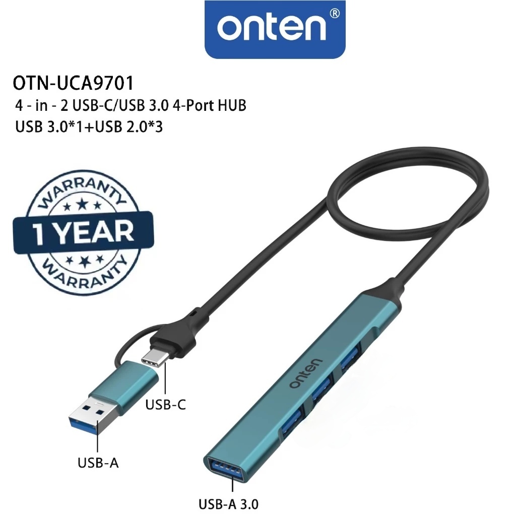 ONTEN 4 IN 2 USB C/USB 3.0 to 5Gbps 4 Port HUB with 1.6ft Cable,4 Ports ...