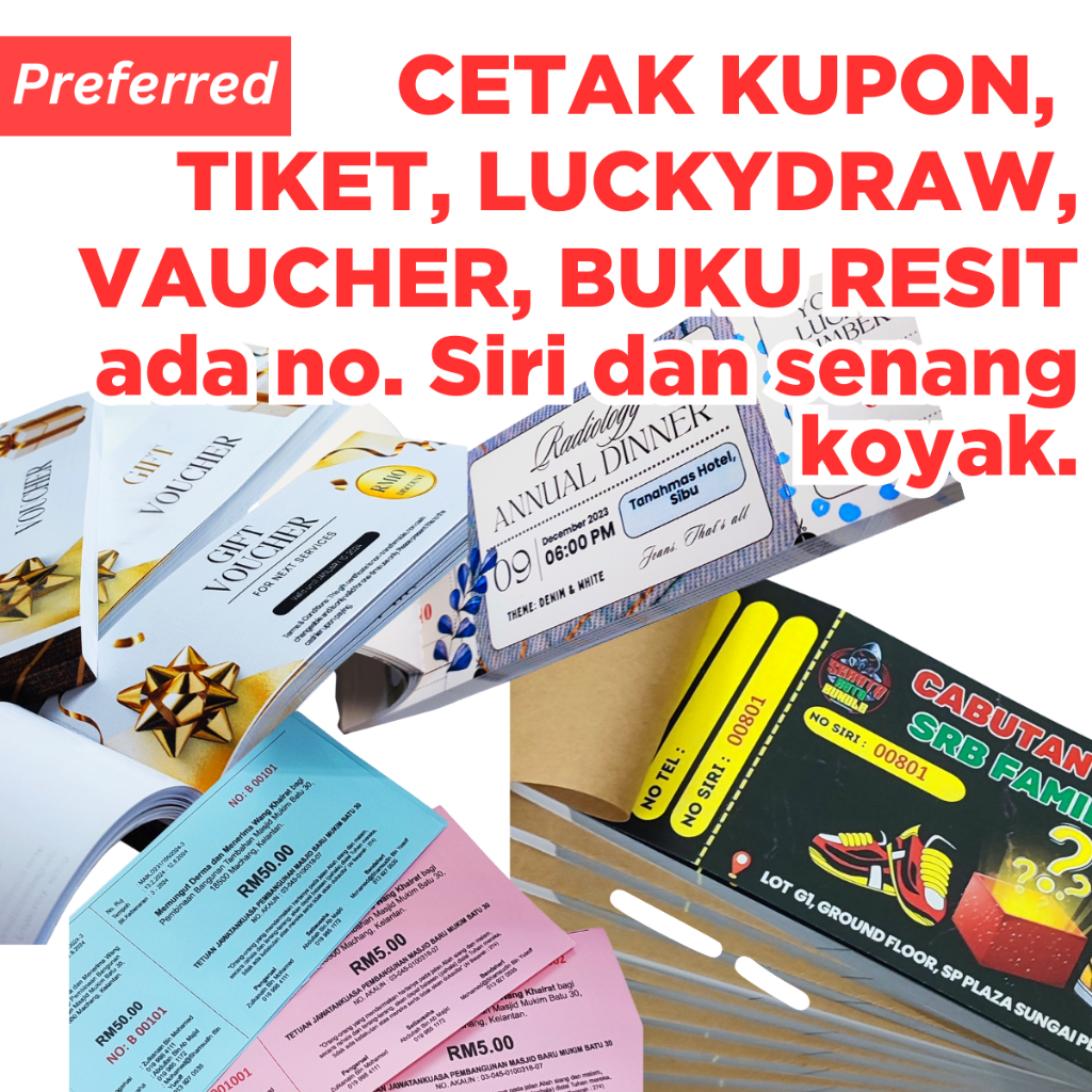 PERFECT BINDING KUPON / VOUCHER / TICKET / COUPON / LUCKY DRAW / LUCKYDRAW / VAUCHER / RESIT ...