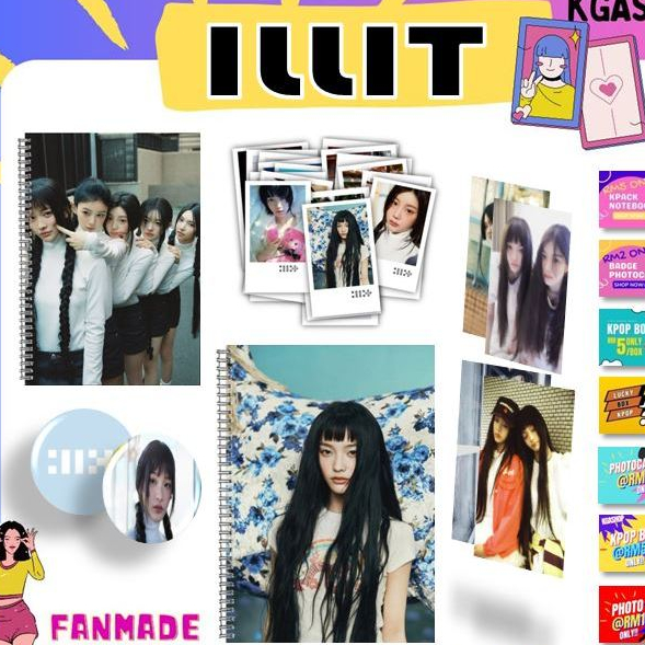 [ILLIT] FANKIT SET ILLIT DEBUT SUPER REAL ME NOTEBOOK PHOTOCARD ...