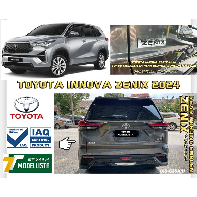TOYOTA INNOVA ZENIX 2023 2024 TOKYO MODELLISTA OEM REAR BONNET WORDING ...