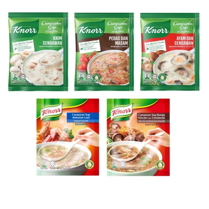 KNORR Soup Mix Sup Campuran 37g 43g 58g 62g Mushroom Cream Krim Cendawan | Chicken Ayam | Hot ...