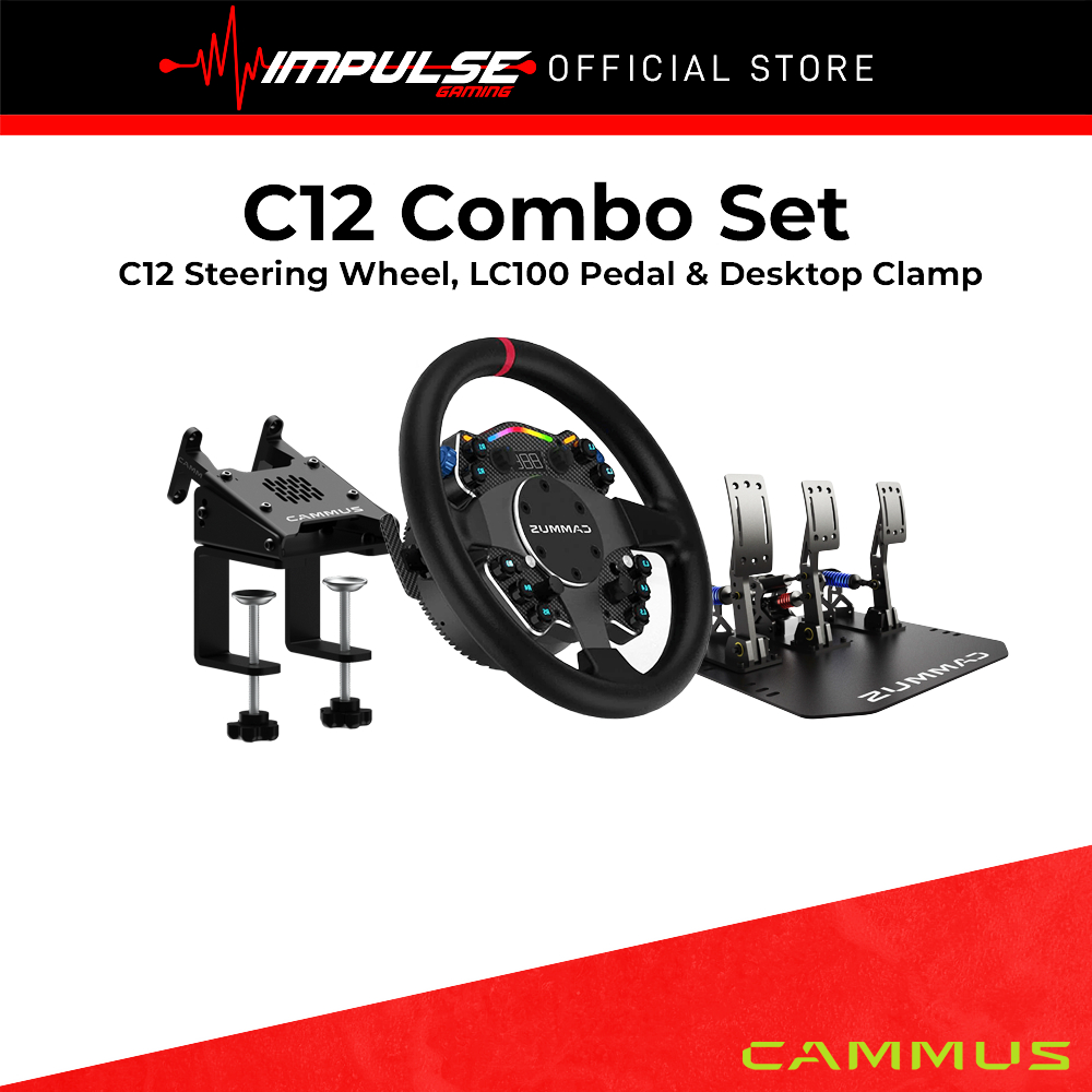 Cammus C12 bundle for C12 Base and CS5 Desk Clamp and LC100 Pedals, Perfect for PC Driving ...