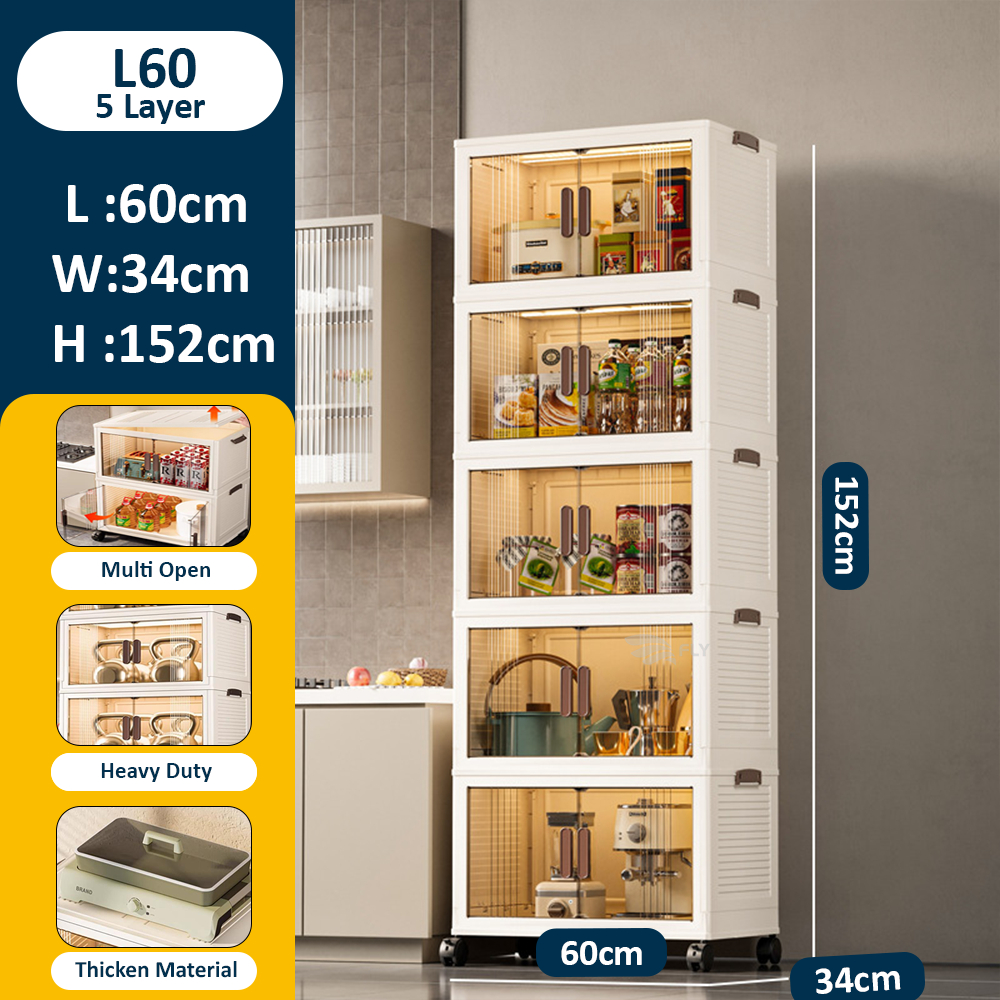 3/4/5 Layers Stackable Storage Box Cabinet Organizer Multipurpose ...